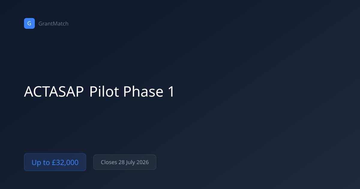 ACTASAP Pilot Phase 1 2026 | GrantMatch